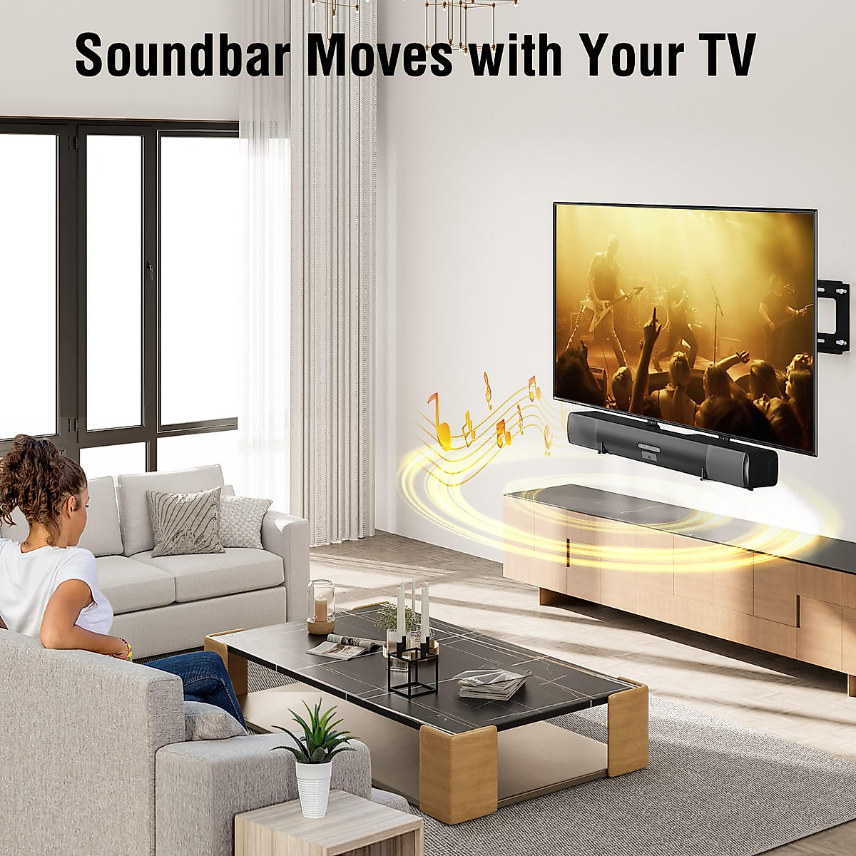 ELIVED Soundbar Mount Soundbar Mounting Bracket Under TV for Soundbar with/Without Holes, Sound Bar TV Bracket with 6.5" Holders Swivel to fit Various Soundbar, 17.7" Vertical Bracket, 15 Lbs. YD5011