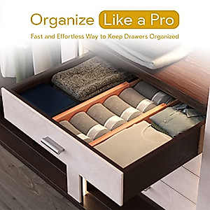 Casavala Expandable Drawer Organizer (6 Pack) Expandable Bamboo Drawer Dividers for Kitchen, Bathroom, Dressers, Home & Office, Bamboo Drawer Dividers Set of 6