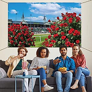 Nepnuser Kentucky Derby Photo Booth Backdrop Churchill Downs Horse Racing Party Decoration Run for The Roses Indoor Outdoor Wall Decor-5.9×3.6ft