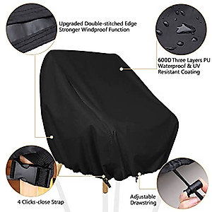 Patio Chair Cover for Outdoor Furniture Waterproof, Patio Deep Seat Cover, 600D Heavy Outdoor Lawn Chair Covers Fit Up to 35" W x 39" D x 31" H, Black, 2 Pack