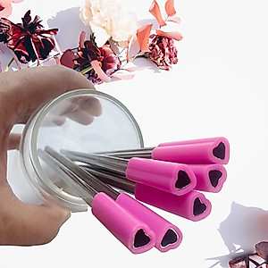 Amsthow Cute Metal Straws 6Pcs Heart Shaped Straws Reusable Stainless Steel Straw with Silicone Tip and Cleaning Brushes for Shakes, Drinking (Silver)
