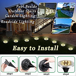 Solar Ground Lights-Upgraded Solar Outdoor Lights Waterproof,Solar Garden Lights Waterproof Bright in-Ground Outdoor Landscape Lighting for Pathway Lawn Patio Yard Deck Walkway (12 Pack)