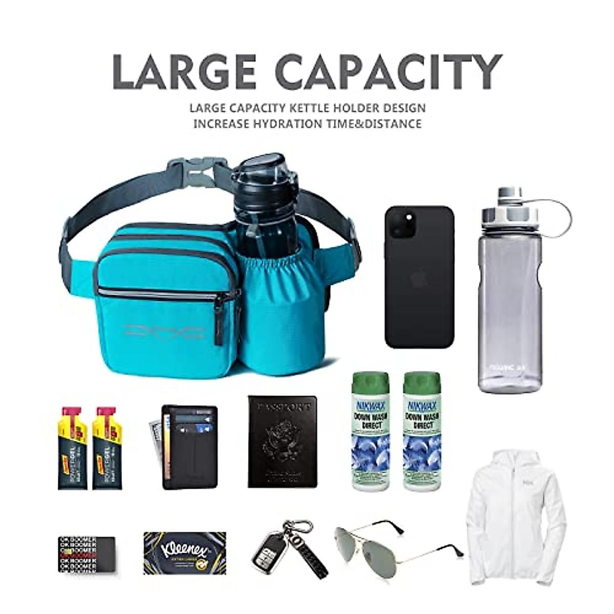 Fanny Packs For Women Waterproof Fanny Pack With Bottle Holder Relaxhik Plus Size Fanny Pack For Men Suitable For Dog Walking Travel Sport Hiking Cycling Fit All Phones (Bottle Not Included)