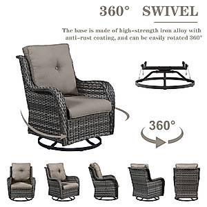 Belord Outdoor Swivel Rcoker Patio Chairs - Outdoor Swivel Patio Chairs Set of 2 Wicker Chair Patio Furniture Sets with Covered Cushion for Porch Deck Balcony Garden, Gray