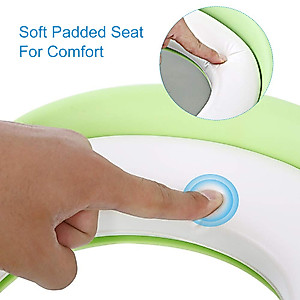 Potty Training Seat with Step Stool Ladder, Toddler Toilet Training Seat Chair Foldable Toilet Potty Trainer with Soft Cushion and Anti-slip Pad for Kids Child Baby Boys Girls (Blue Green)