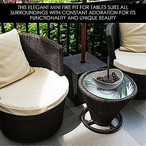Concrete Table Top Fire Bowl, Ventless Outdoor Portable Bio Ethanol Fire Pit, Round Table Fireplace, Lightweight, For Outdoor Backyard Terrace Patio Includes 1 Canister and 500g Decorative Glass Beads
