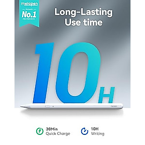 Metapen A11 Pencil for iPad 2018-2024, Faster Charge Pen for Apple iPad, Stylus Pen for iPad Air 3/4/5/M2, iPad Mini 5/6, iPad 6/7/8/9/10, iPad Pro 11"/12.9"/M4/Tilt sensitivity/Quick Button/Bluetooth