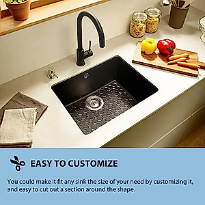 Kitchen Sink Protector Mat - 2Pack Adjustable Sink Protectors for Kitchen Stainless Steel Sink - Fast Draining Sink Mats for Bottom Of Kitchen Sink - Dishes And Glassware - Easy to Clean & Diy Cut