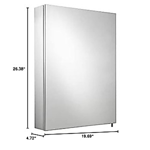 Croydex Finchley Single Door. Surface Mount Flexi-Fix Easy Hanging System Medicine Cabinet, 20 in (W) x 26 in (H) Stainless Steel