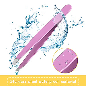 16 Pieces Slanted Tweezers, Eyebrow Slanted Tip Tweezers Precision Stainless Steel Eyebrow Tweezers for Eyebrows, Ingrown Hair, Facial Hair and Lash Extension (Orange, Purple, Blue, Yellow)