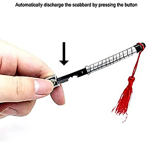 Batustou Mini Katana Sword Keychains 9inch Sword Metal Weapon Model with Stand Anime Figure For Men Devil Hashibira Inosuke Key Chain Cosplay