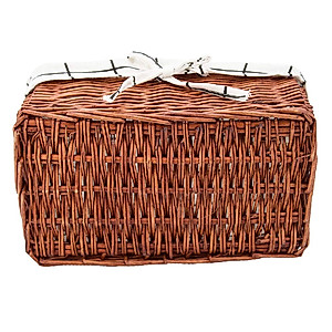 Wicker Storage Basket, Rectangular Storage Basket，Natural and Decorative, Arts and Crafts. (Brown)