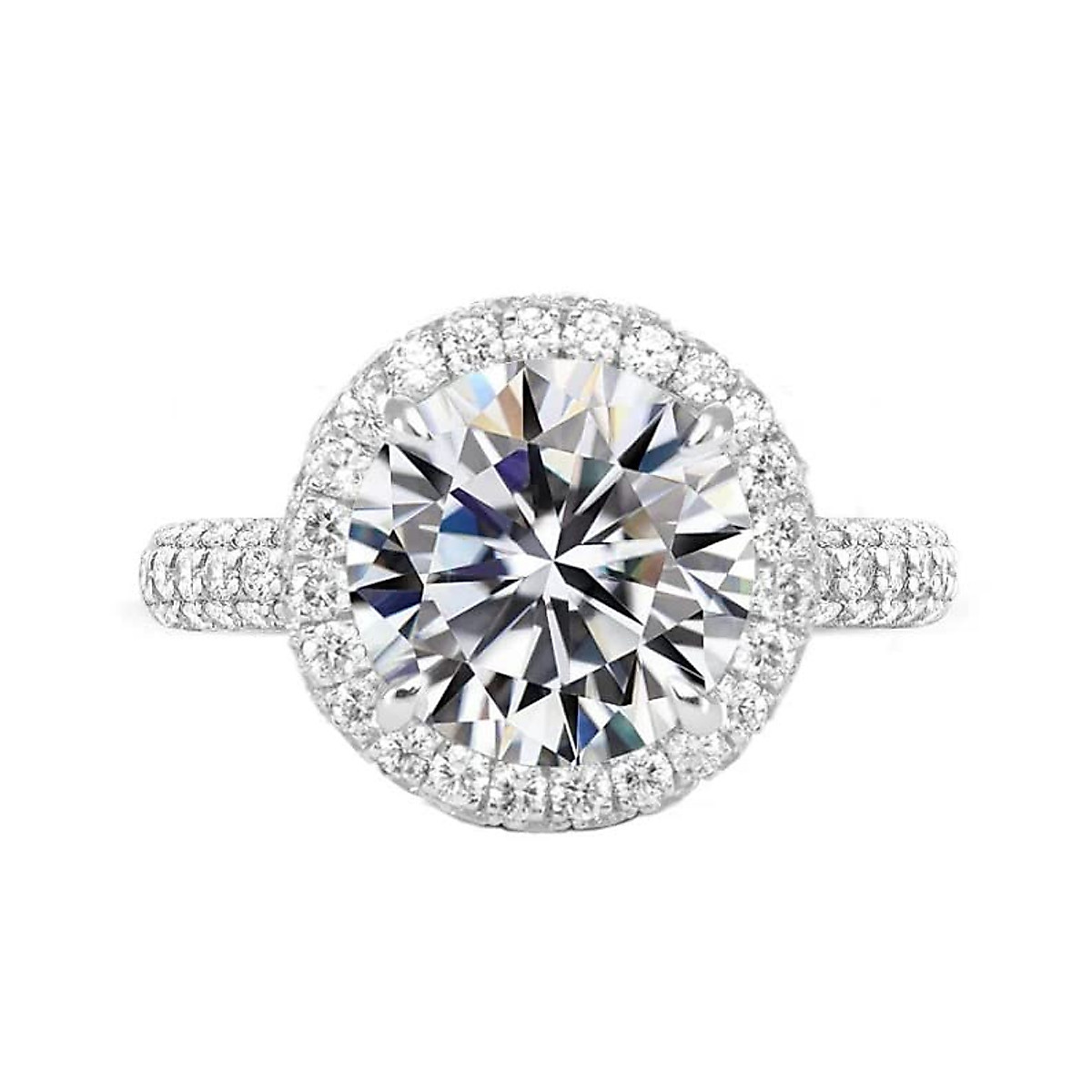 Riya Gems 7 CT Round Moissanite Engagement Ring 10K 14K 18K Solid Gold Moissanite Diamond Ring 925 Sterling Silver Solitaire Engagement Ring Wedding Ring for Women (7.5)