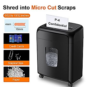 Bonsaii Shredder for Home Office, Micro Cut Paper and Credit Card Shredder, 8 Sheet Paper Shredder with 4 Gallons Transparent Window, Black (C206-D)