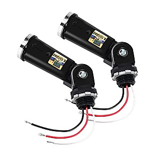 2 Pack Dusk to Dawn Sensor，Photocell Light Sensor for Outdoor Lighting, Photocell Sensor, DEOJOY Photo Cell Sensor, 120V-270V Input, UL, IP65 Photoelectric Switch, Photo Cells for Outdoor Light