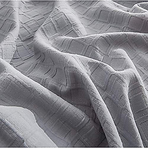 David's Home Cotton Blended Duvet Cover Set King, Ultra Soft Cozy Check Gingham Comforter Cover Set, Yarn Dyed Geometry Plaid Bedding 3 PCS for All Season, 106"x92", Light Grey