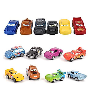 14 Pcs Miniature Car Figurines Playset, Mini Racers Car Cake Topper, Mini Car Figures Toy Cupcake Decorations for Kid Birthday Baby Shower Party Supplies