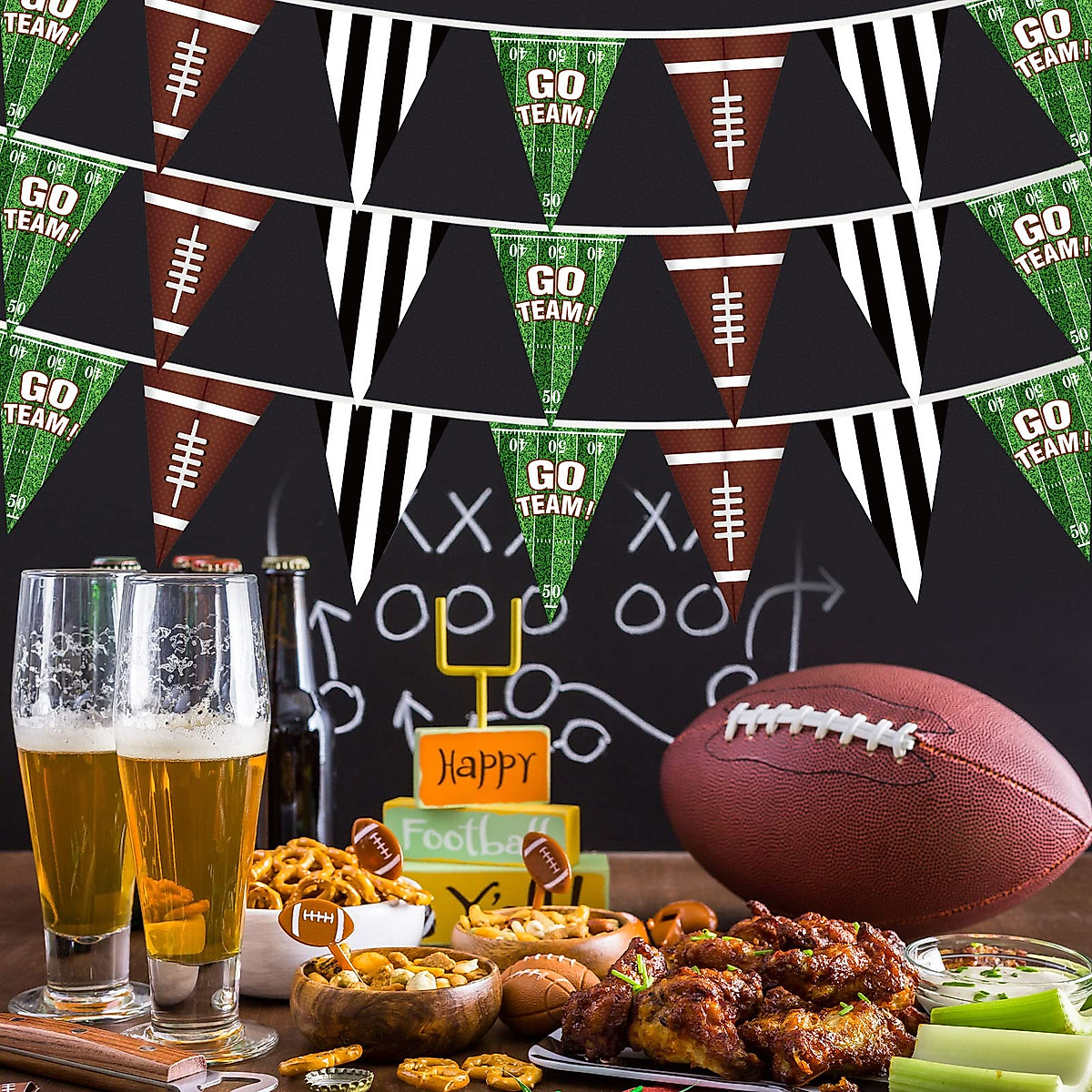 5 Pieces Football Pennant Banner Football Triangle Flags Banner Decoration Game Day Pennant Bunting Banner Football Theme Party Supplies for Sports Clubs Party Celebration Decoration