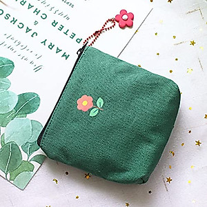 Healifty 1 pc Zipper Charm Bag- Purse Organiser Makeup Compact Portable Practical Storage Green for Nursing Multipurpose Coin and Tie Travel Products Tampons Girls Decorative Earphone