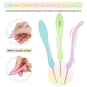 Katech 8 pcs Crochet Hooks Ergonomic Handle Knitting Needles Kit Different Small Sizes Lace Crochet Hook Set DIY Yarn Weaving Craft Tools for Fine Work and Lace Knitting (1.0mm - 2.75mm)