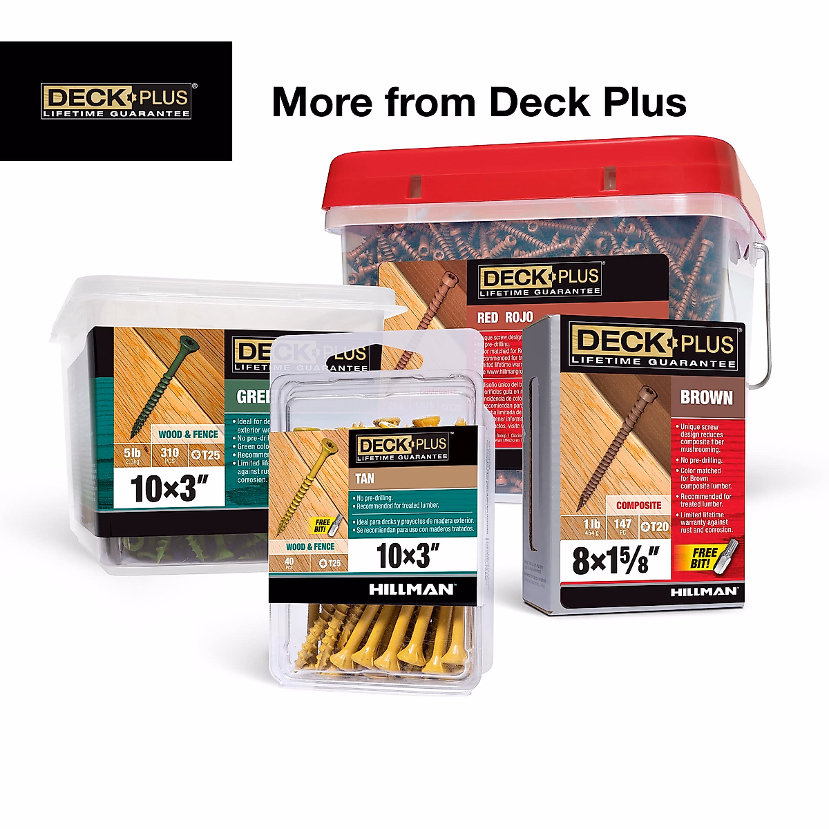 Deck Plus Wood Screws, Brown Exterior Screws, 3" x #10, 5lb