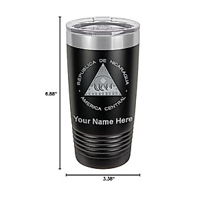 LaserGram 20oz Vacuum Insulated Tumbler Mug, Flag of Nicaragua, Personalized Engraving Included (Black)