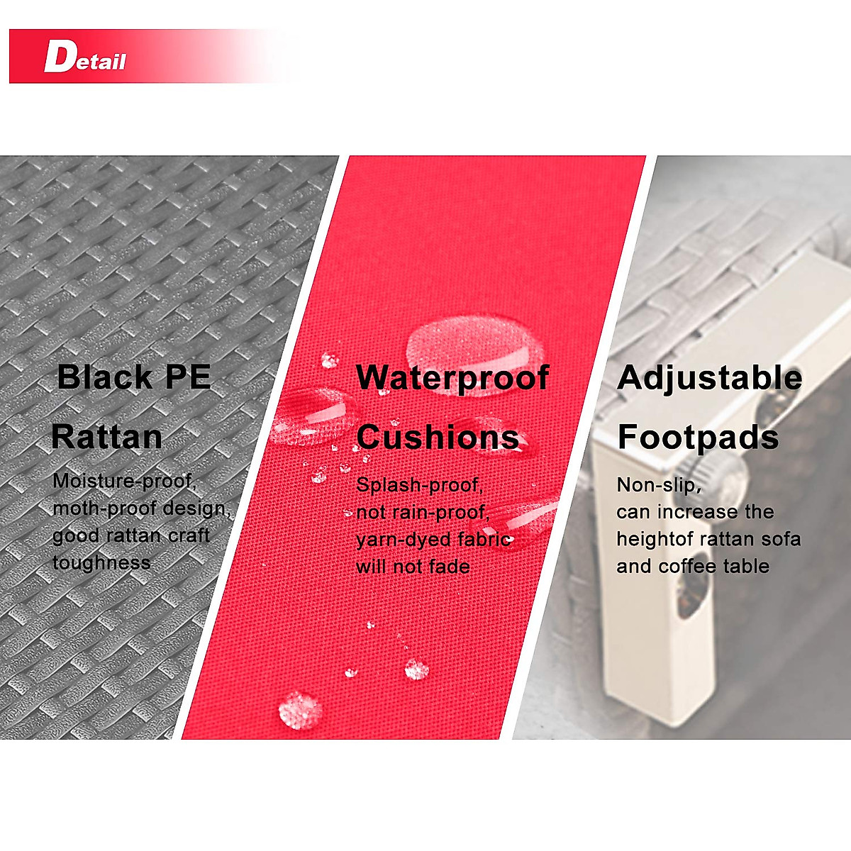 LAZYLAND 2PCs Outdoor PE Wicker Rattan Patio Sofas, with Fade-Resistant Washable Cushions and Pillows, Leisure Conversation kit (Red)