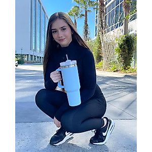 40 OZ Insulated tumbler with straw, Double Vacuum Stainless Steel Water Bottle for Home, Office or Car - Iced Coffee Cup Reusable,Thermos Travel Coffee Mug,Keep Hot/Cold for Hours (Sky Blue)