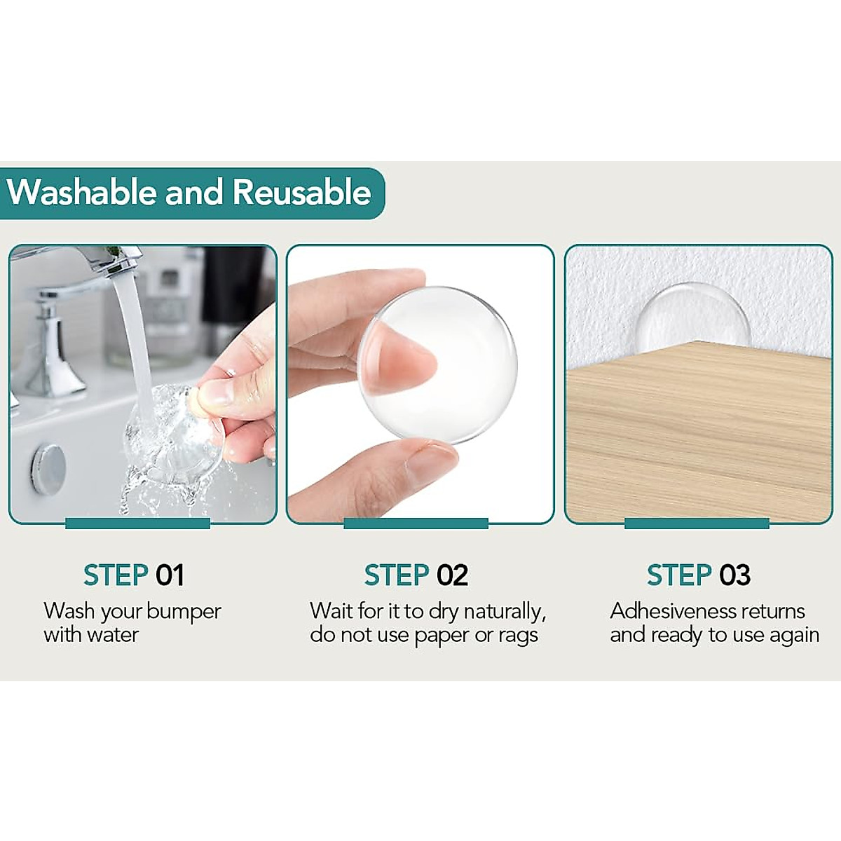 6PCS Clear Self Adhesive Rubber Door Knob Wall Shield Door Stopper, Silicone Cushion Guard for Door Handle Bumper, Wall Protection Solution Fridge Door Stopper and Stopper for Wall