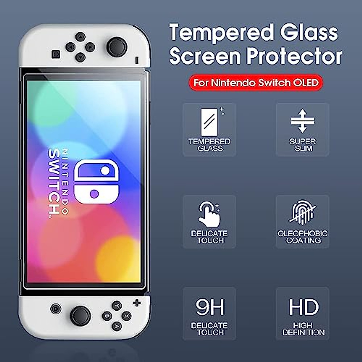 XINRUISEN 2Pack Screen Protector for Nintendo Switch Oled 2023, Tempered Glass Screen Protector for Nintendo Switch OLED New Model 7inch, Screen Protective Glass Cover Saver Protection for Switch OLED