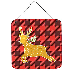 Caroline's Treasures BB6773DS66 Deer Wall or Door Hanging Prints Aluminum Metal Sign Kitchen Wall Bar Bathroom Plaque Home Decor, 6x6, Multicolor