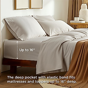 Bedsure Cotton Percale Twin Sheets Set - 100% Cotton Bed Set for Twin Size Bed, Breathable & Crirsp Soft Sheets, Deep Pocket Up to 16 Inches, Bedding Bedsheets & Pillowcases, Linen