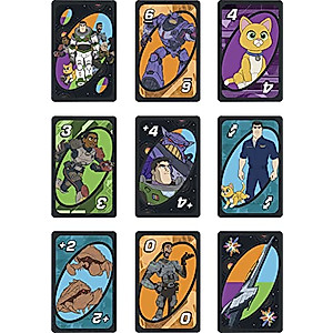 Mattel Games UNO Disney and Pixar Lightyear Card Game, Travel Game with Movie-Themed Deck in Collectible Tin for 2-10 Players