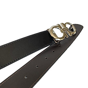 SALVATORE FERRAGAMO Adjustable & Reversible Gancini Belt, Silver Buckle…