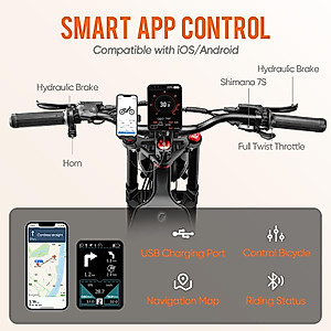 eAhora Romeo Pro Electric Bike for Adults,1200W 60Ah 26'' Fat Tire Electric Bike,E Mountain Bike Full Suspension Ebike Dual Hydraulic Brakes, Long Range 100+Miles Fast Moped Style, Romeo Pro-Gray