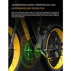GOGOBEST 26" Fat Tire Electric Bike GF700,1000W Dual Motor 48V 17.5AH Electric Mountain Bike 31 MPH Dirt Ebike for Adults Shimano 7-Speed 3 Riding Modes (Yellow)