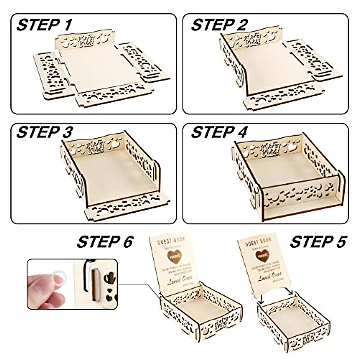 Vetoo Wedding Guest Book Alternative, Rustic Wedding Decorations for Guests to Sign, Baby Shower Guest Book Frame with 100 Wooden Hearts for Reception.