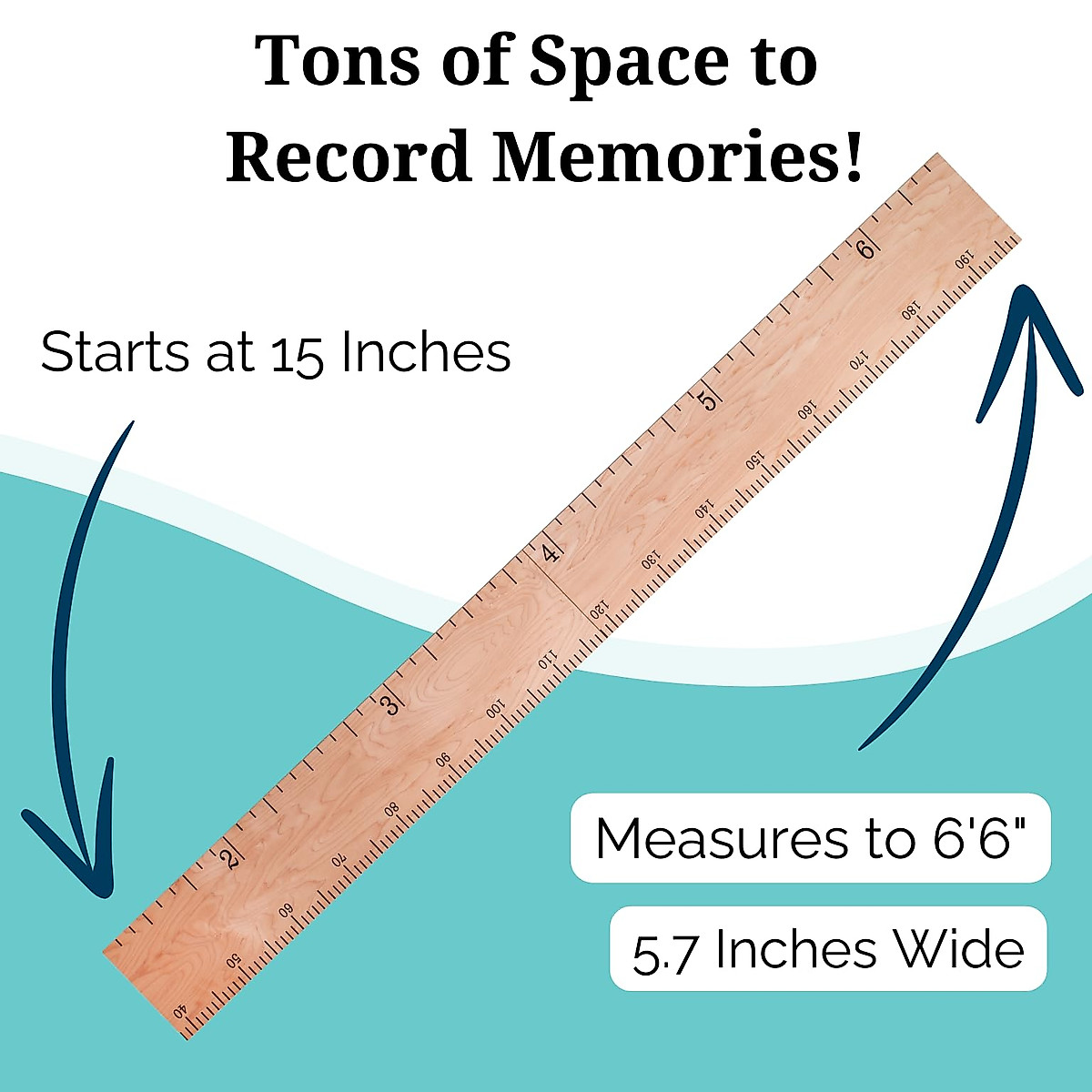 HEADWATERS STUDIO Wooden Growth Chart for Wall - Wooden Height Chart for Kids, Child Height Wall Chart, Height Measurement for Wall, Kids Sizing Chart, Height Ruler for Wall - Natural (63"x5.75")