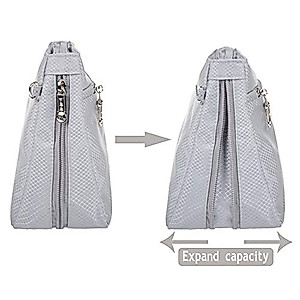 Vercord Expandable Nylon Handbag Purse Organizer Insert Liner Shaper Bag in Bag Beige Grey XLarge