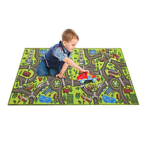 Kids Carpet Playmat Rug City Life Great for Playing with Cars and Toys - Play Learn and Have Fun Safely - Kids Baby Children Educational Road Traffic Play Mat for (X Large 6.6 Feet Long)