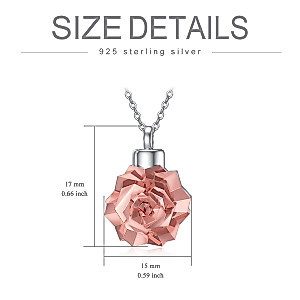ONEFINITY Rose Flower Urn Necklaces for Ashes Sterling Silver Origami Rose Flower Cremation Jewelry for Ashes Memory Jewelry for Women Men