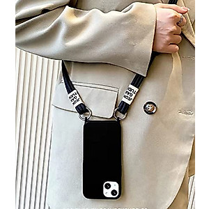 CQUUKOI Crossbody Phone Case for iPhone 13 Pro Max Lanyard Silicone TPU Phone Cover with Detachable Necklace Strap Anti-Drop Protective Cover for iPhone 13 Pro Max Women Men Black