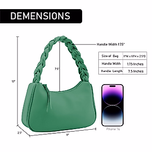 Emperia Braided Top Handle Shoulder Bag For Women, Trendy Designer Small Hobo Tote Handbag_Kelly Green