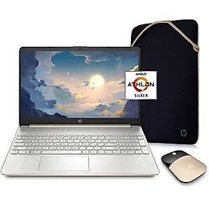 est HP Pavilion Laptop, 15.6'' HD LED Display, AMD Dual-Core Processor, AMD Radeon Graphics, HDMI, USB Type-C, Long Battery Life, Sleeve and Wireless Mouse Bundle, Win 11 (16GB RAM | 1TB SSD) Gold