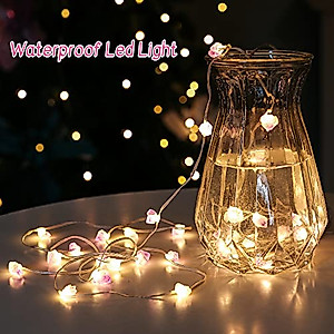 LUSHARBOR Crystal String Lights Indoor Battery Operated, Natural Fluorite String Lights, Amethyst Raw Stones Decorative Lights 9.8ft 30 LEDs String Lights for Bedroom Party Christmas Wedding Decor