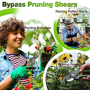 WORKPRO Garden Pruning Shears 2 Pack, 8" Bypass Pruning Shears and 6.25" Straight Garden Scissors, Premium Plant Shears, Garden Clippers Hand Tools for Cutting Flowers, Trimming Plants, Picking Fruits