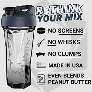 HELIMIX 2.0 Vortex Blender Shaker Bottle Holds upto 28oz | No Blending Ball or Whisk | USA Made | Portable Pre Workout Whey Protein Drink Shaker Cup | Mixes Cocktails Smoothies Shakes | Top Rack Safe
