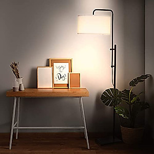 Brightech Leo Mid-Century Modern Standing Lamp for Bedroom, Contemporary Lamp for Living Rooms & Offices, Tall Lamp with Heavy Base, LED Floor Lamp, Great Living Room Décor - Black