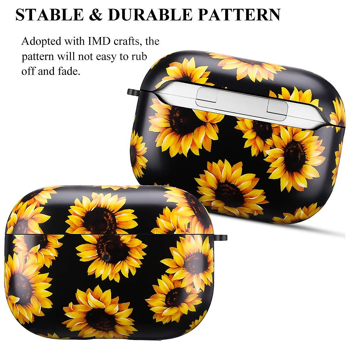 Airpods Pro Case - YOMPLOW Sunflower Case Cover Skin Protective Hard Case Cover Portable Women Girls with Keychain for Apple Airpods Pro Charging Case - Sunflower