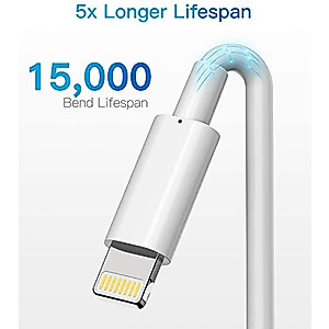 Lightning Cable MFi Certified - iPhone Charger 3Pack 3FT Lightning to USB A Charging Cable Cord Compatible with iPhone 14 13 12 SE 2020 11 Xs Max XR X 8 7 6S 6 Plus 5S iPad Pro iPod Airpods - White